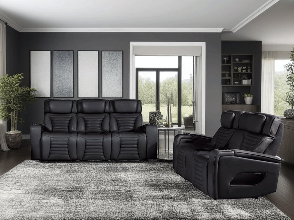 Calla Black Dual Power Recliner 2 Pcs Set | Rana