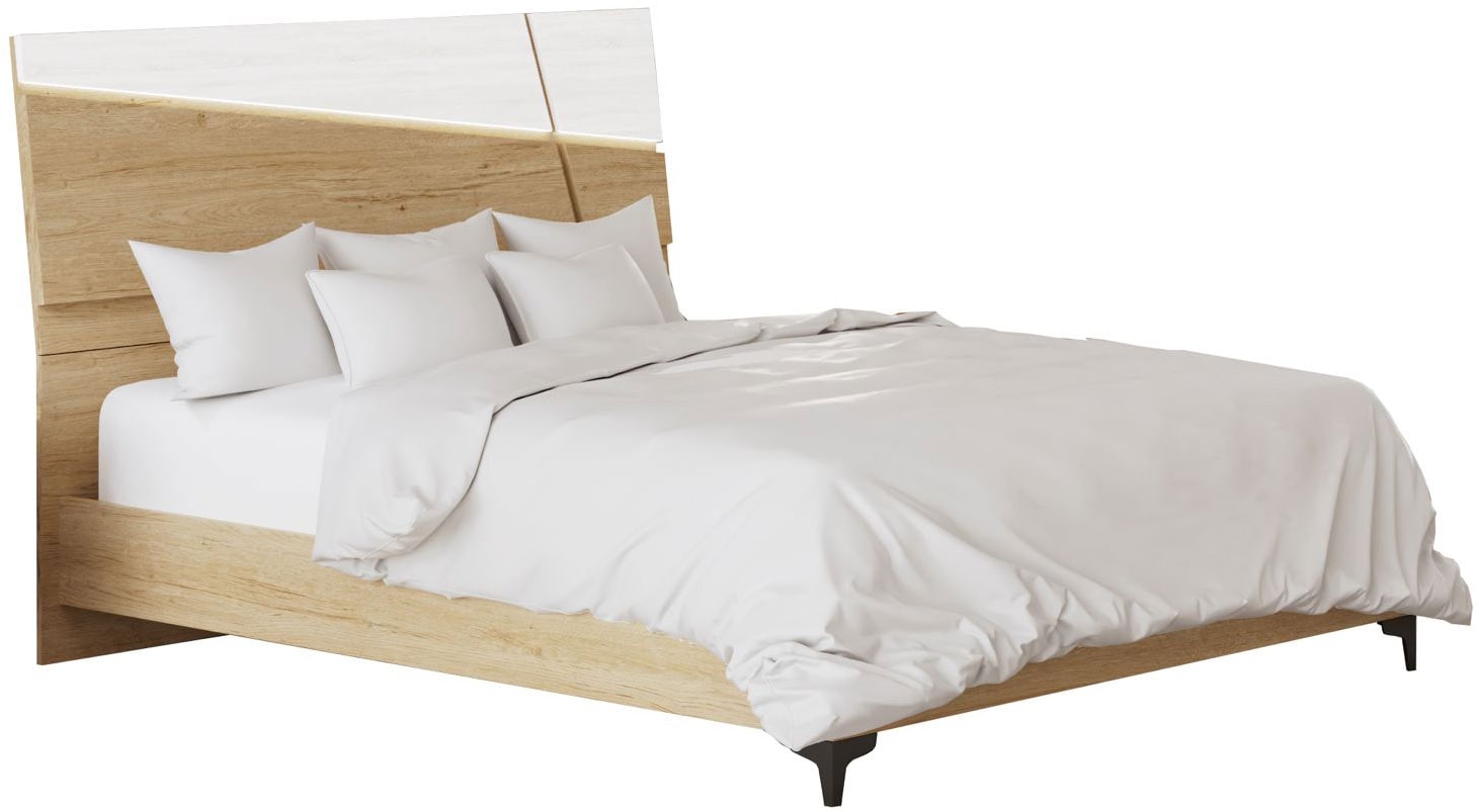 Diagonal Oak Queen Bed | Rana