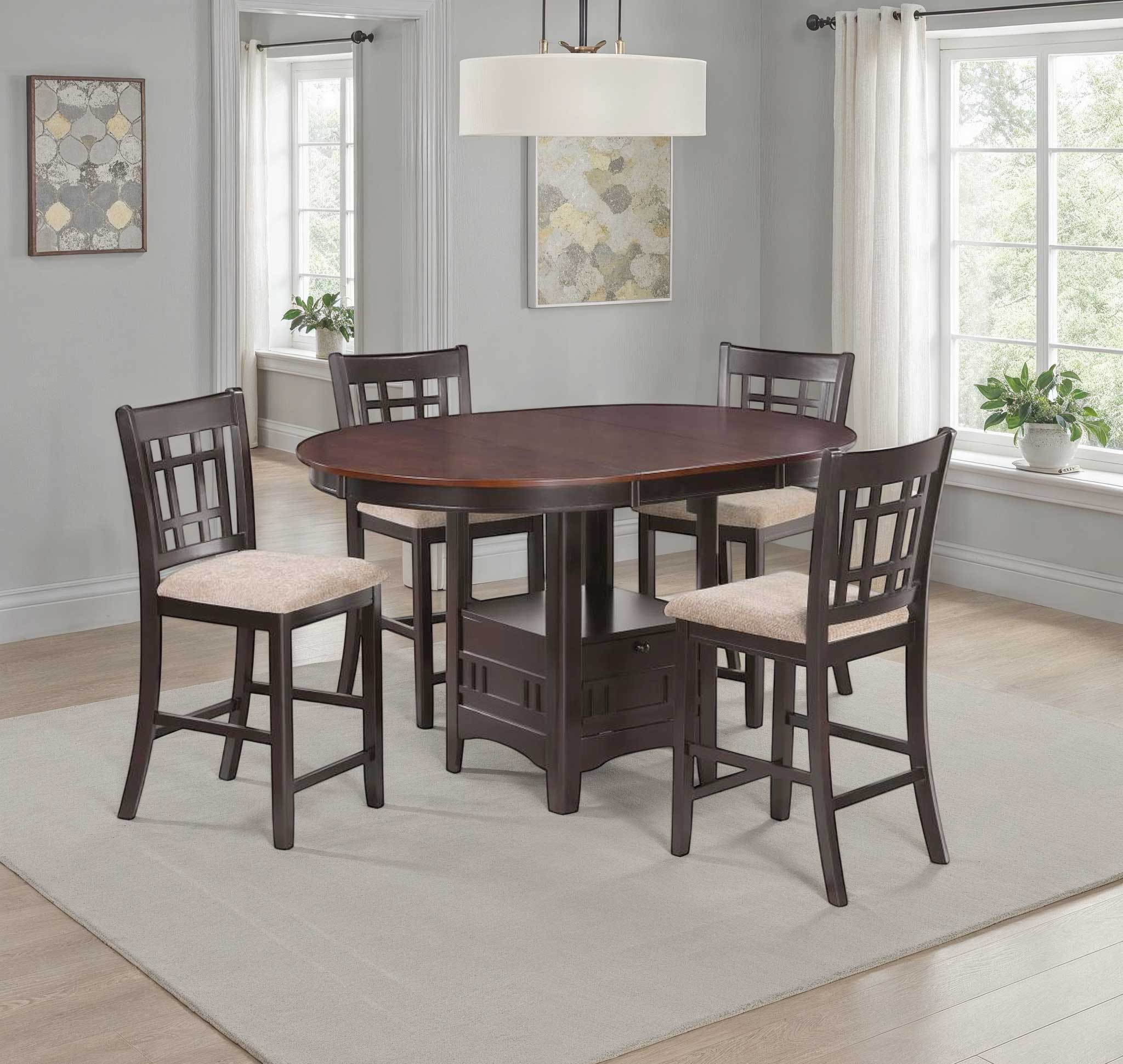 Lavon Chestnut Extendable Counter Height Dining 5 Pcs Set | Rana