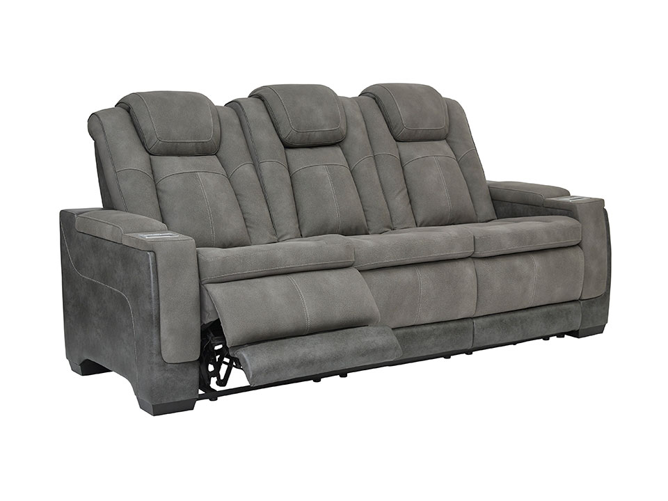 Durapella Gray Dual Power Recliner Sofa | Rana