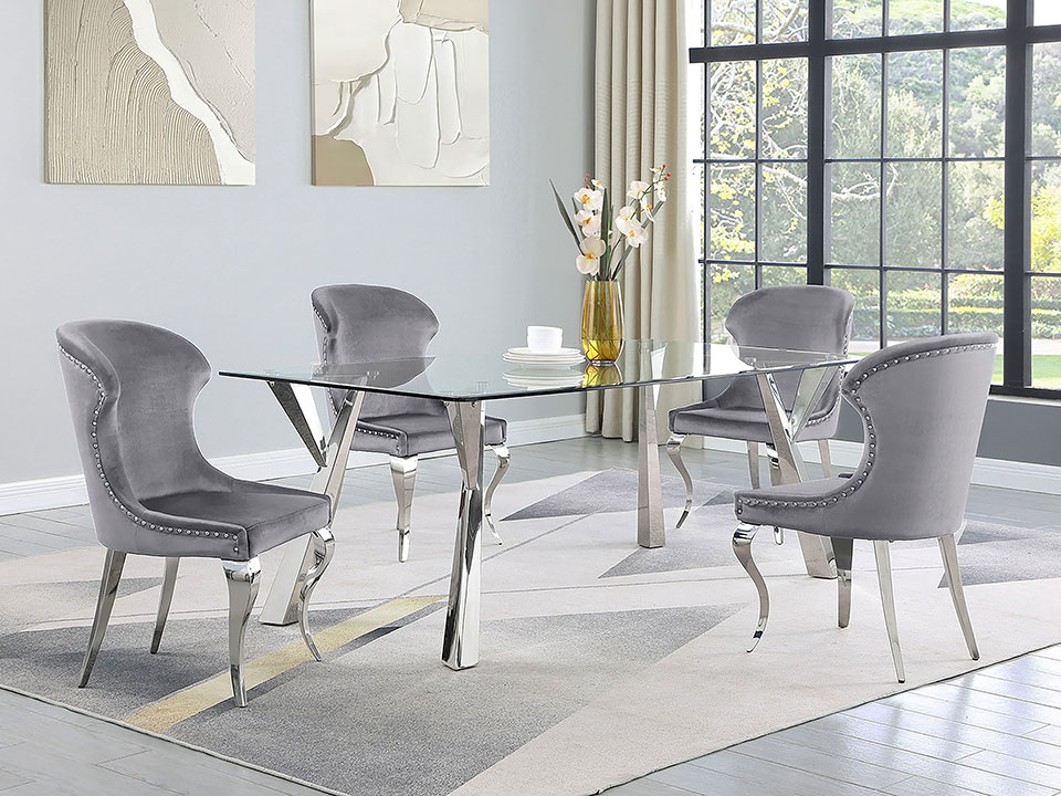 Kai Gray Rectangular Dining 5 Pcs Set | Rana