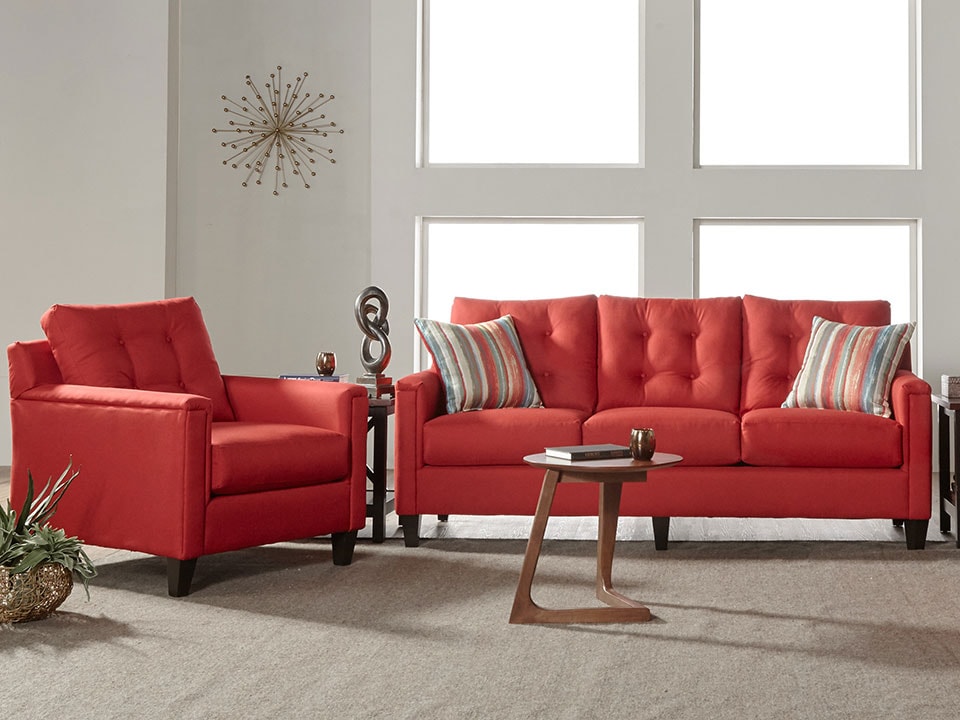 Jitterbug Red Sofa & Chair 2 Pcs set | Rana