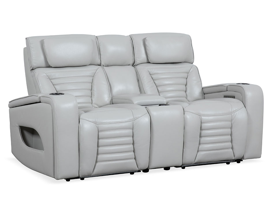 Calla Fog Dual Power Recliner Console Loveseat | Rana