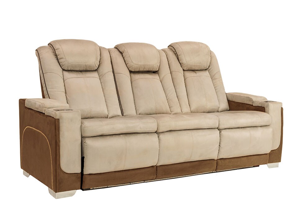 Mirapella Brown Dual Power Recliner Sofa | Rana