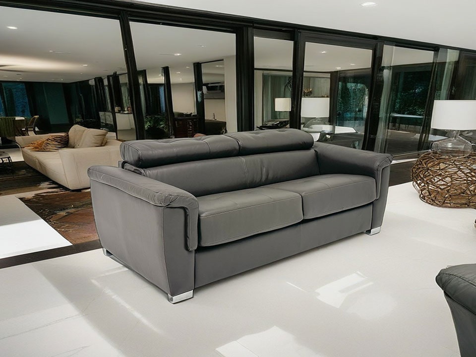Ronald Gray Leather Sleeper Sofa | Rana